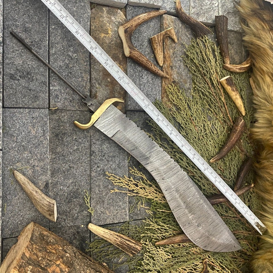 SHARD Custom Hand Forged Damascus Rat Tail Hunting Kukri Blank Blade ...