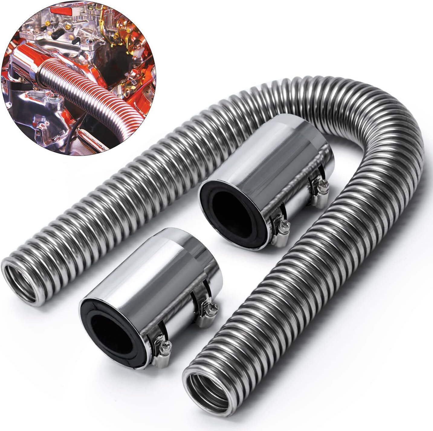 US 1PCS Heavy Duty Stainless Steel 24" Upper/Lower Radiator Hose w ...