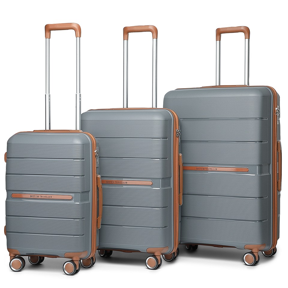 20/24/28 Inch Hard Shell PP 4 Wheels Suitcase Set Hand Cabin Luggage ...