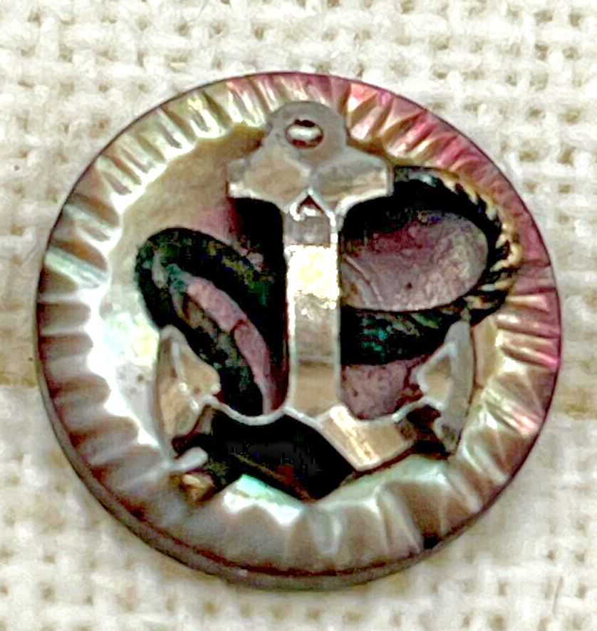 Small Antique Shell button with Cut Steel Anchor and Real Rope | eBay