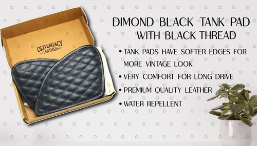 DIMOND TANK KNEE PAD WITH BLACK THREAD FOR "ROYAL ENFIELD HIMALAYAN ...
