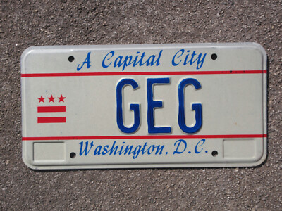 Washington DC GEG Vanity License Plate A Capitol City District of ...