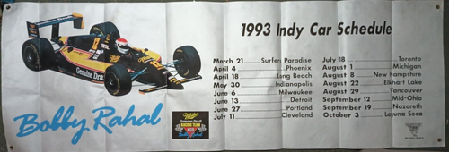 Bobby Rahal Miller Genuine Draft 1993 Indy Car Schedule Banner Poster ...