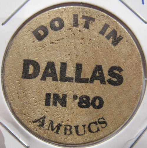 1980 AMBUCS Dallas, TX Wooden Nickel - Token Texas | eBay