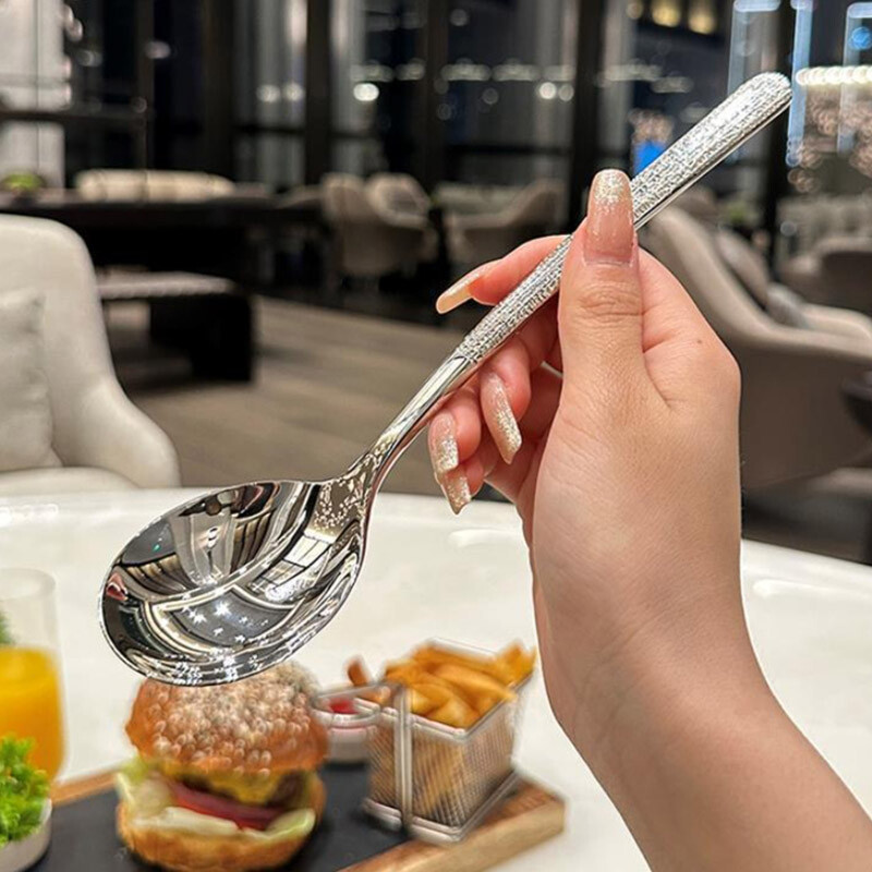 S/L Stainless Steel Spoon Western Style Long Handled Spoon Dessert ...