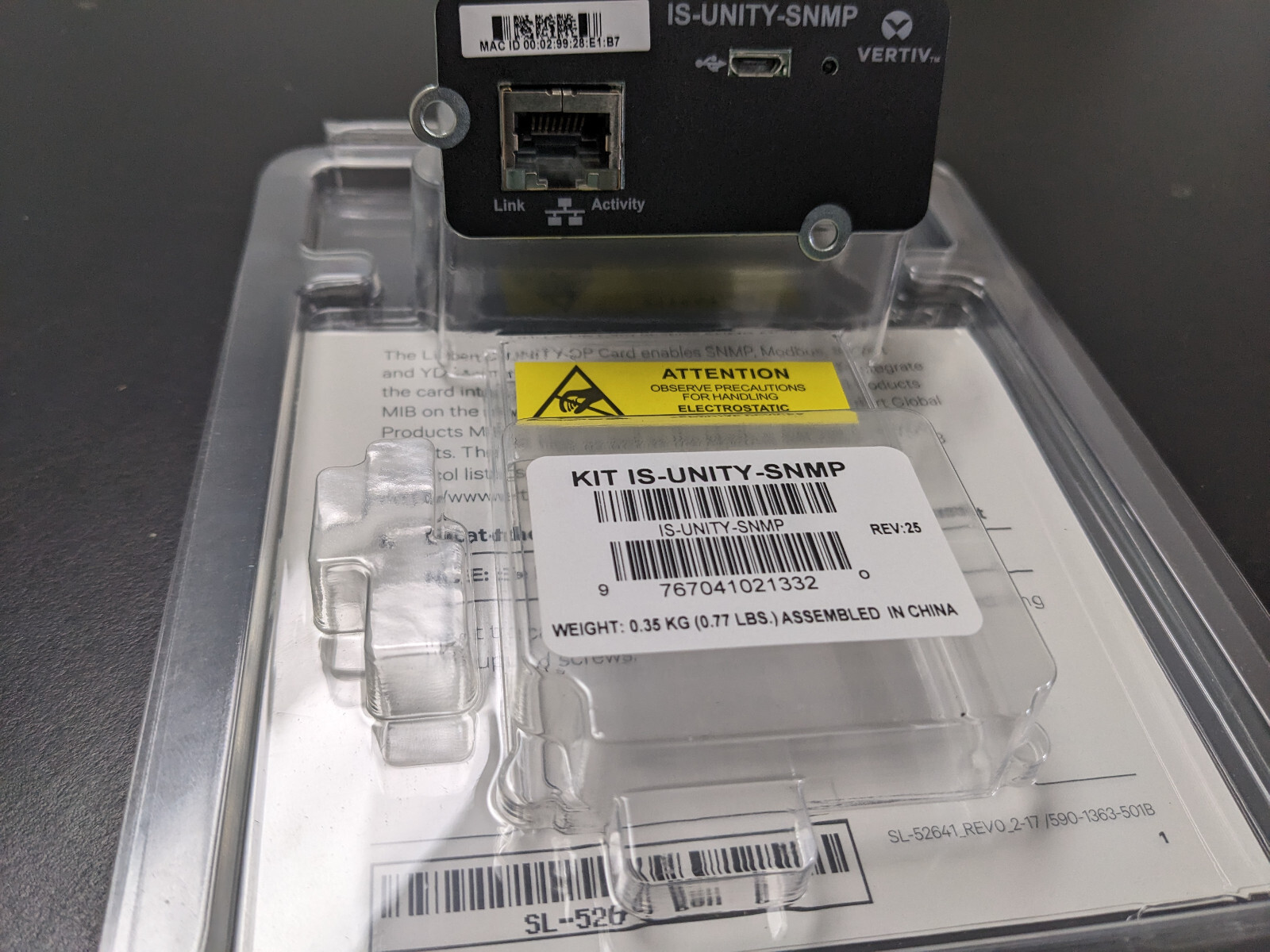 Vertiv Liebert IntelliSlot Unity Network Card (IS-UNITY-SNMP) for sale ...