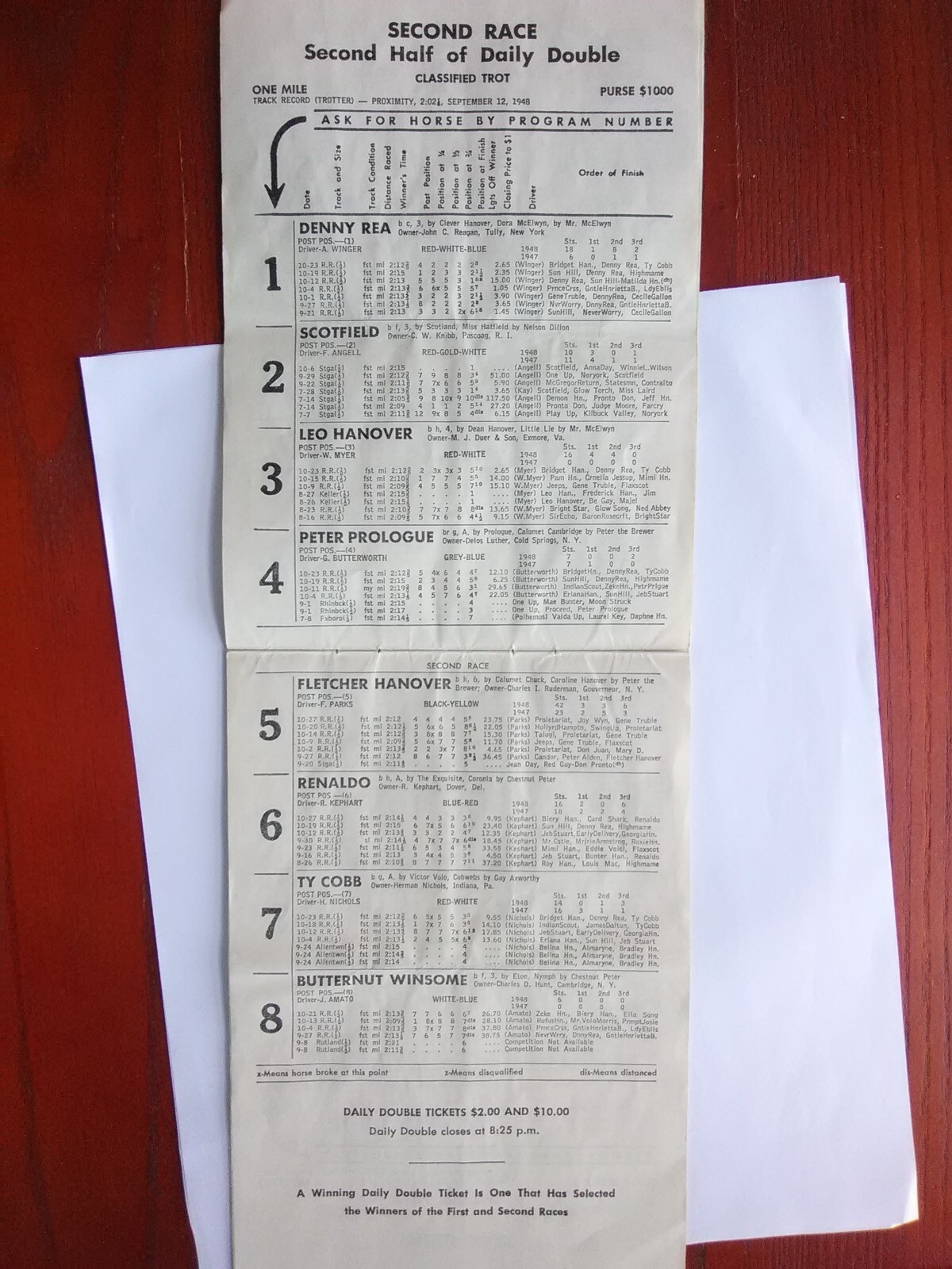 Vintage 1948 Roosevelt Raceway Program And Trotting Form Westbury, LI ...