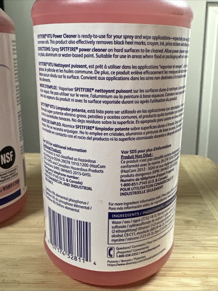 Diversey Spitfire RTU (21) Power Cleaner TWO PACK - 32 oz bottles | eBay