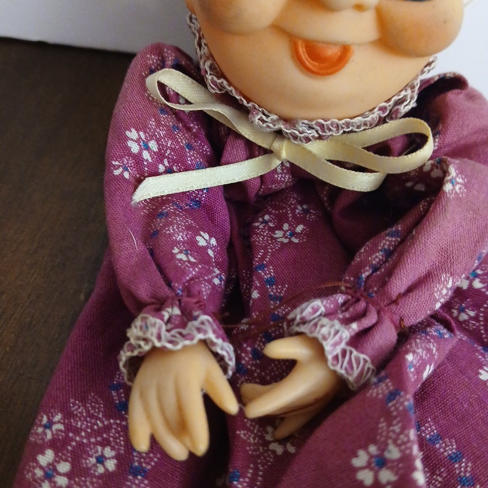 Vintage Grandma Granny Hand Puppet Full Body Dress Rubber Doll Face | eBay
