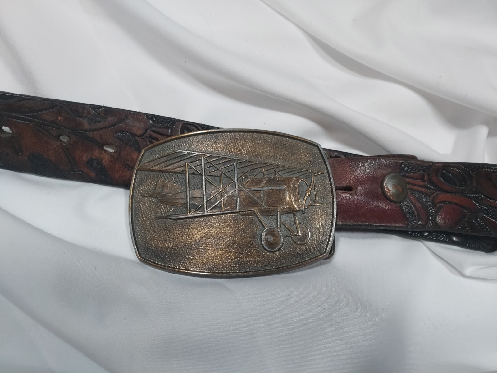 Biplane Prop Plane Pilot Vintage Solid Brass Belt Buckle + size 48 ...