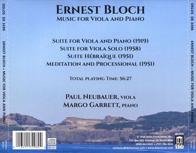 PAUL NEUBAUER / MARGO GARRETT ERNEST BLOCH: MUSIC FOR VIOLA AND PIANO ...