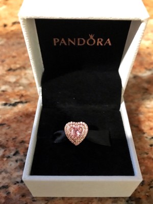 PANDORA Sparkling Levelled Heart Charm 789218C01 | eBay