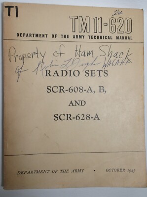 Technical Manual TM 11-620 Radio Sets SCR 608 & SCR 628, Oct. 1947 | eBay