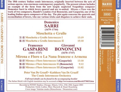 PETER VAN DE GRAAFF SARRI, GASPARINI, BONONCINI: ITALIAN INTERMEZZI NEW ...