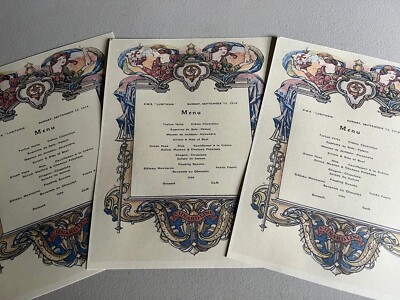RMS LUSITANIA FIRST CLASS MENU, BEAUTIFUL REPRINT, REPLICA, HIGH ...
