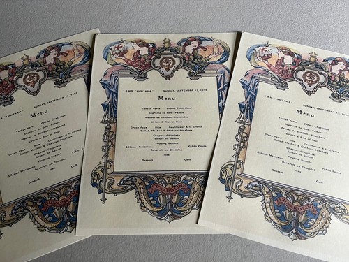 RMS LUSITANIA FIRST CLASS MENU, BEAUTIFUL REPRINT, REPLICA, HIGH ...