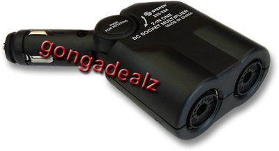 Dual 2-Way Socket Cigarette Lighter Y Splitter Car Charger Adapter - 3 ...