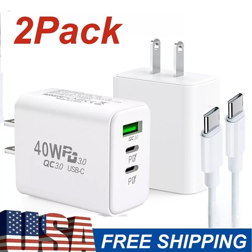 40W Fast USB-C Charger Block Dual PD Power Adapter Type-C Wall Charger ...