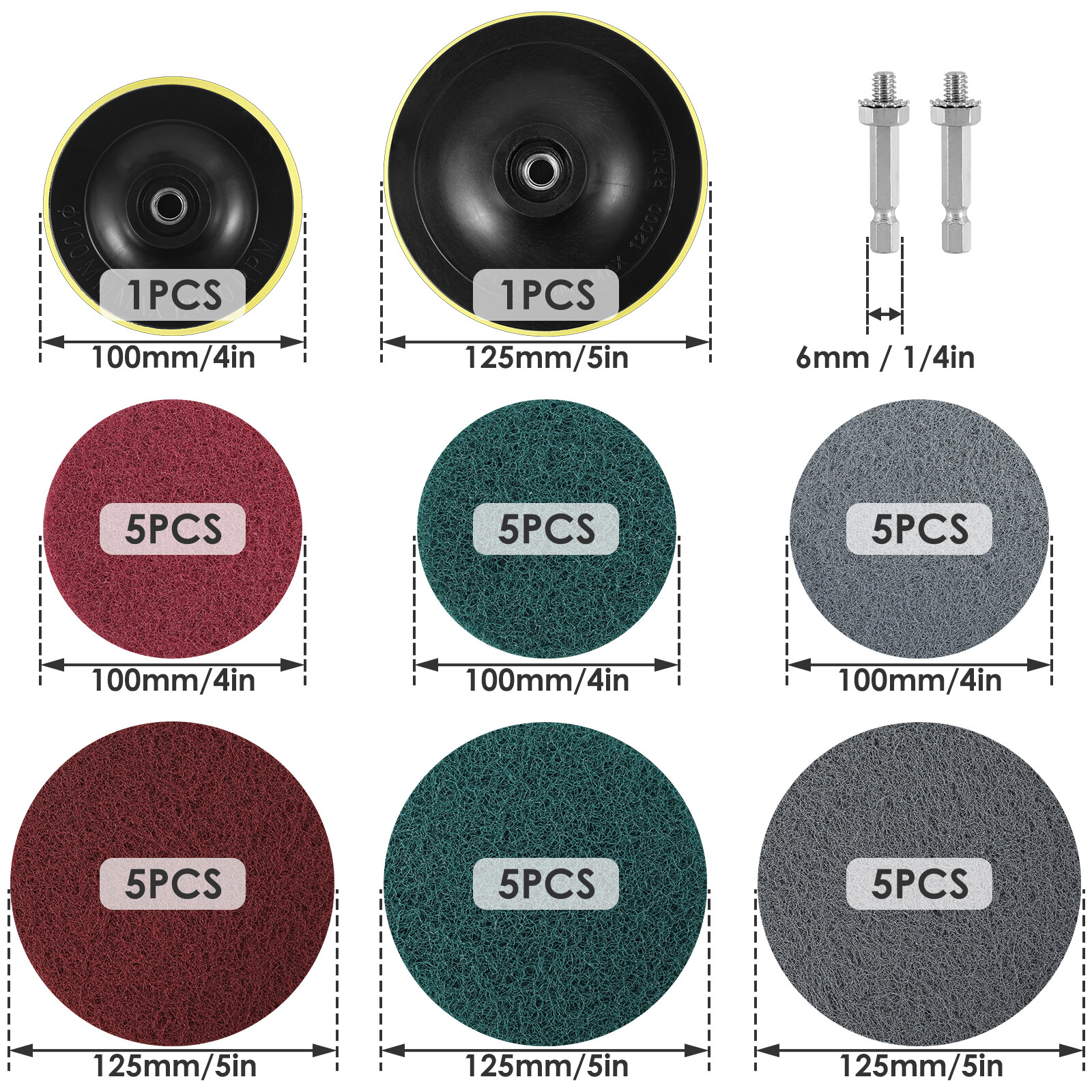 32Pcs Round Scrub Pads Power Drill Scouring Pad 4/5inch Disk Pad Holder ...