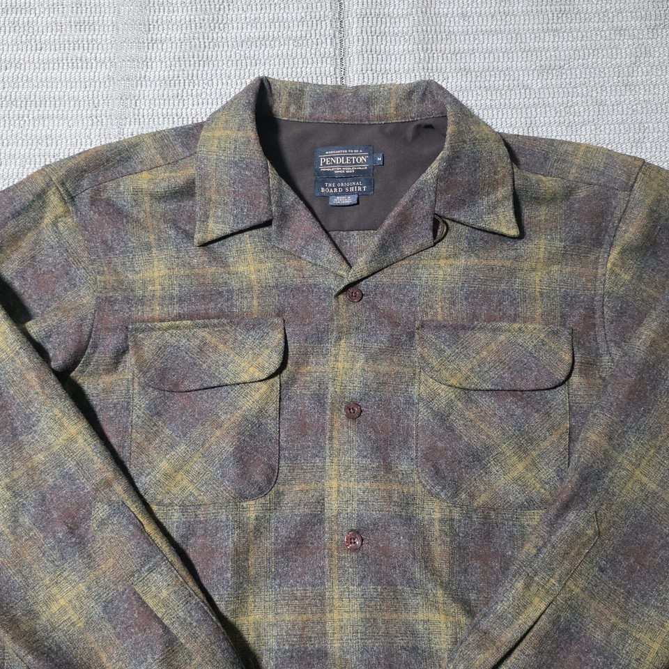 Pendleton The Original Board Shirt Medium Loop Virgin Wool Yellow/Brown ...