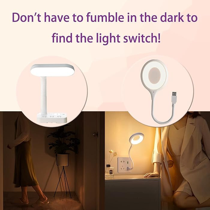 USB Smart Voice Control Night Light LED Dimmable Daylight Bedroom Table ...