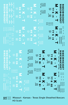 K4 HO Scale Decals Missouri Kansas Texas MKT Katy 40 Ft SS Boxcar Black ...