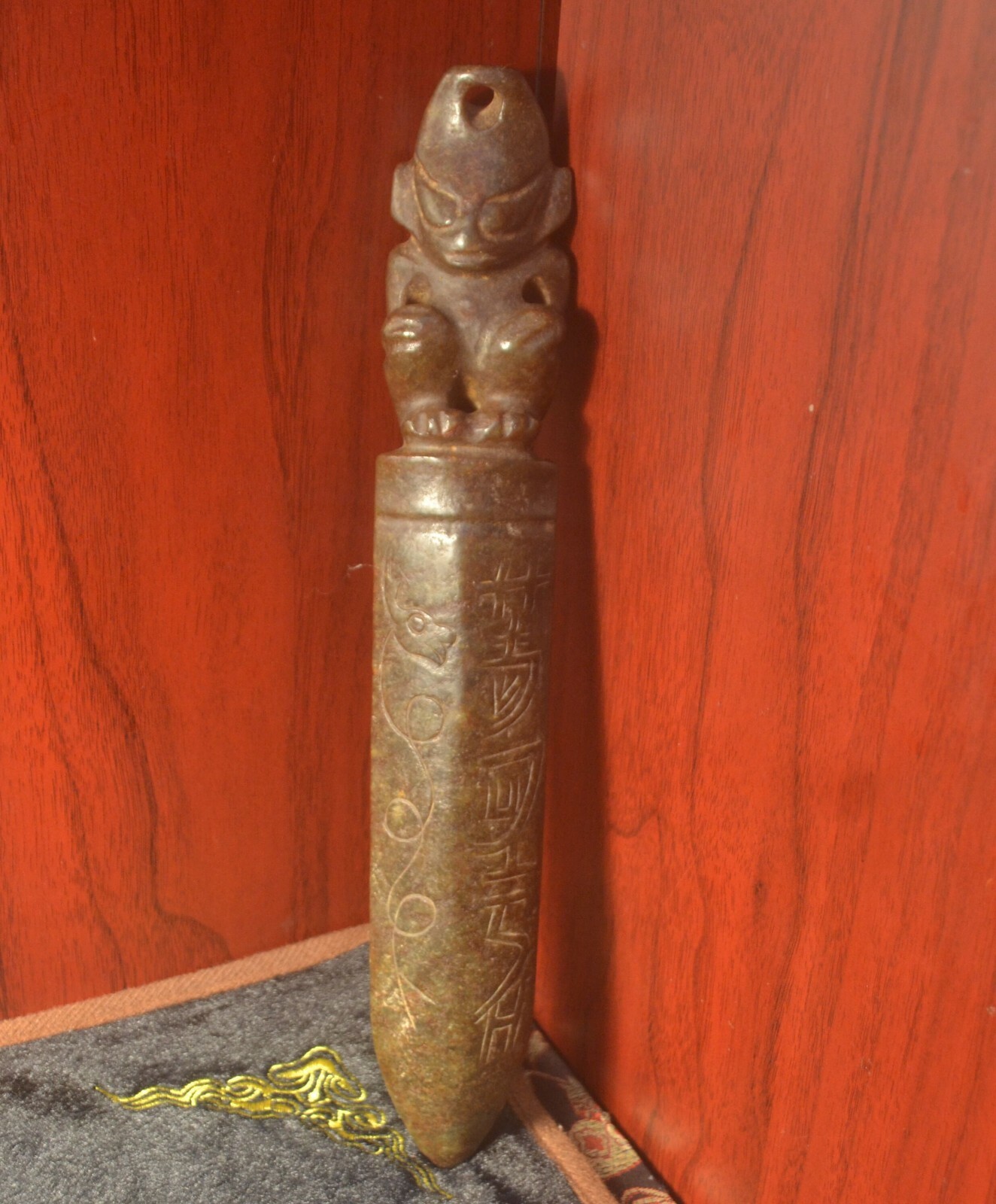 Neolithic Hongshan Culture Jade Alien Totem Scepter Instrument Carving ...