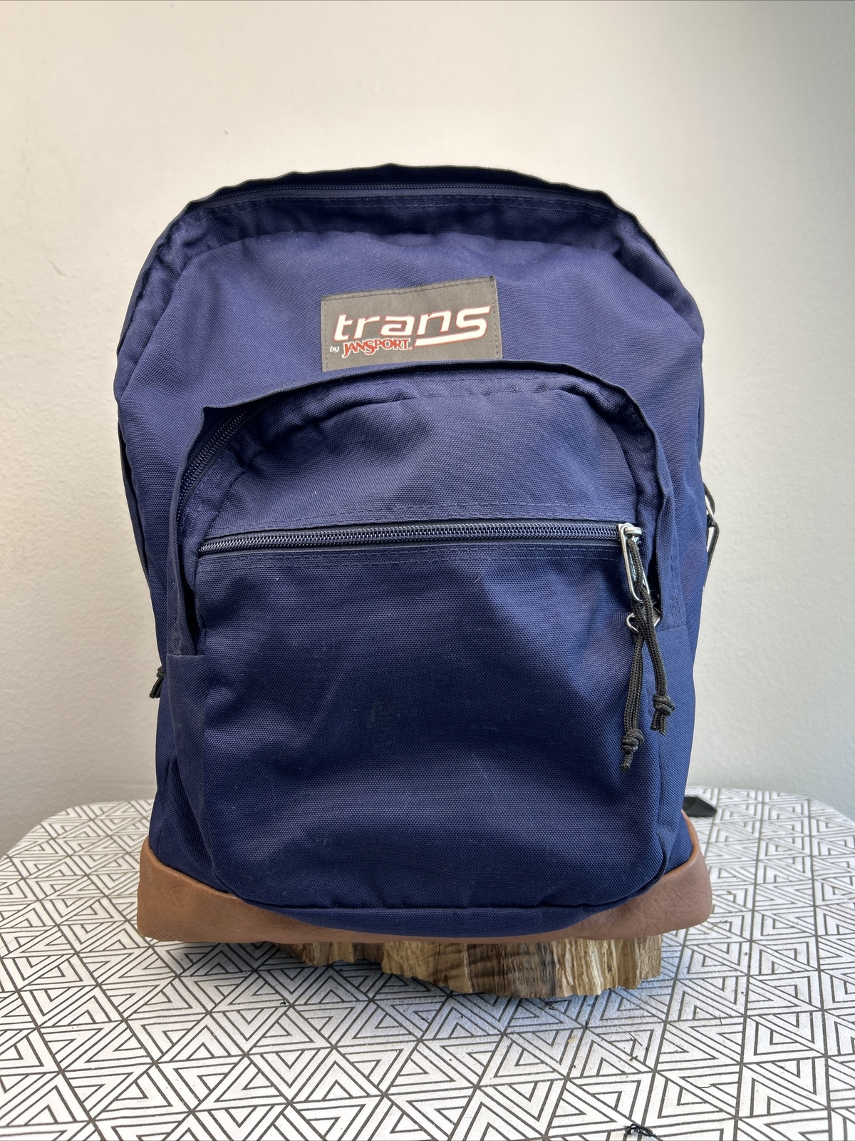Trans By Jansport Faux Leather Bottom Blue Backpack B… - Gem