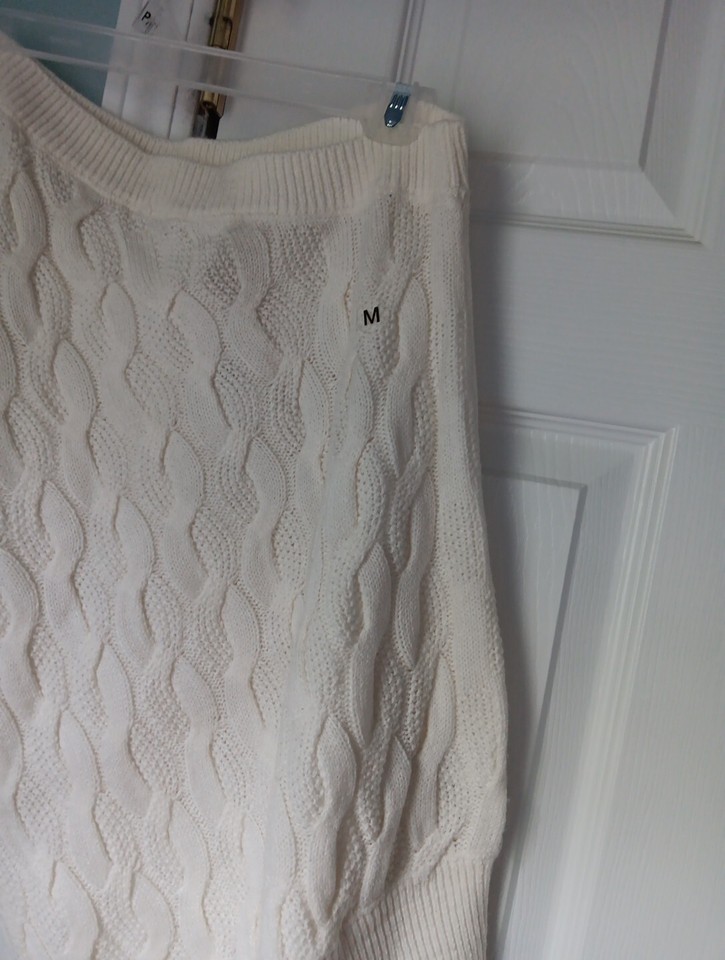 New York & Company Ivory Cable Knit One Arm Sweater Sz M NWT | eBay