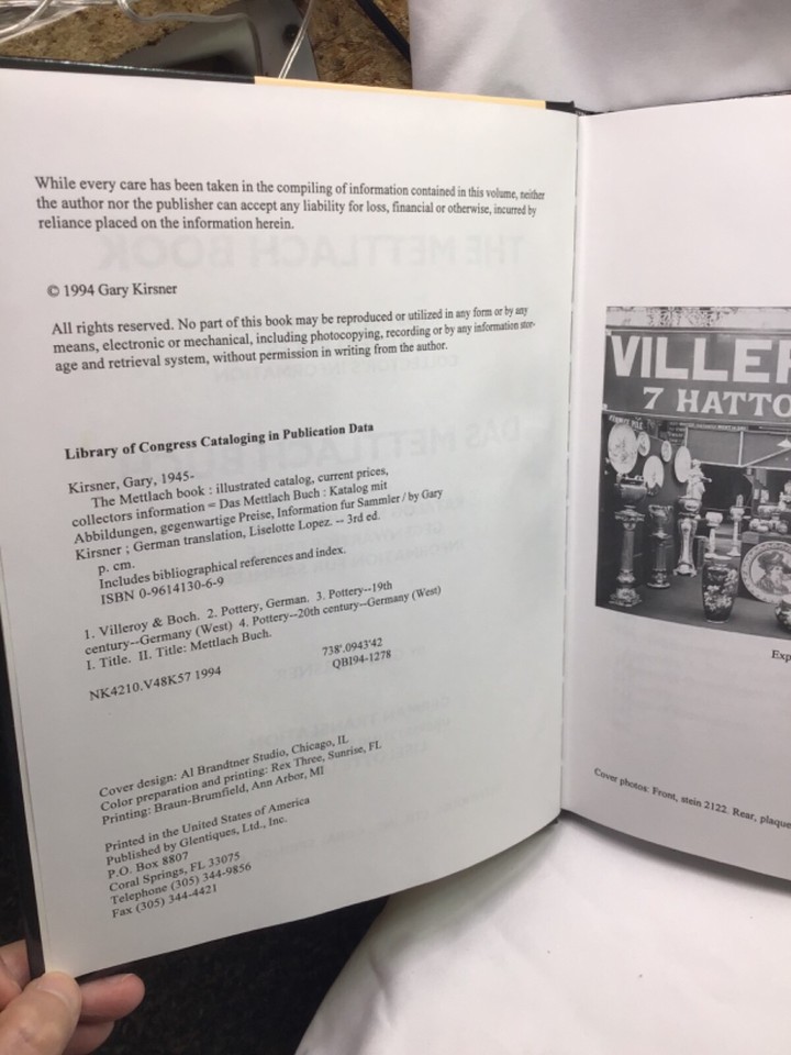 The Mettlach Book Gary Kirsner 3rd Ed German Steins Plates Price Guide ...