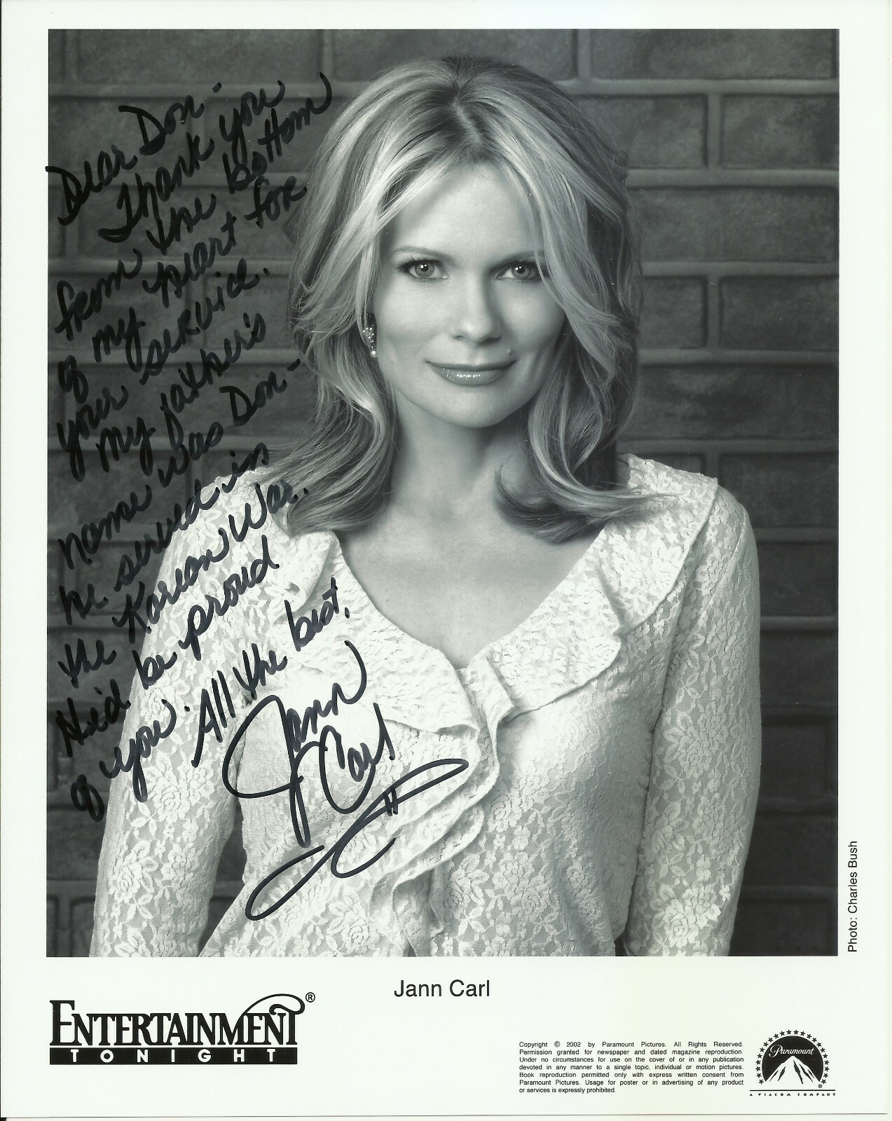 Jann Carl - Entertainment Tonight Original Autograph 8x10 Signed Photo ...