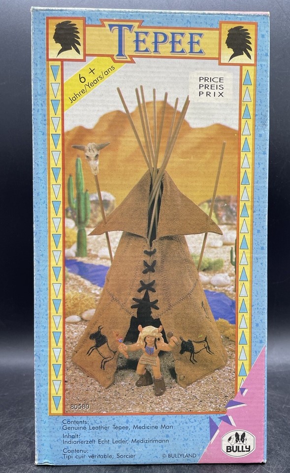 Bullyland Vintage German Native American Indian Teepee & Indian Rare w ...