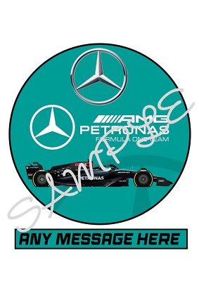 Personalised 7.5" Mercedes AMG F1 Formula 1 Edible Icing Sheet A4 Cake ...