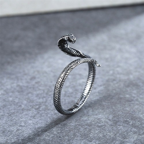 Simple Snake Cobra Ring Stainless Steel Vintage Men Women Biker Punk ...