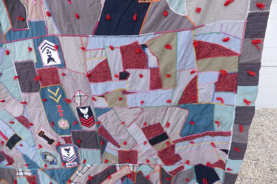 Vintage 1940s WW2 US Navy Veteran Military Patch Blanket Handmade Quilt ...