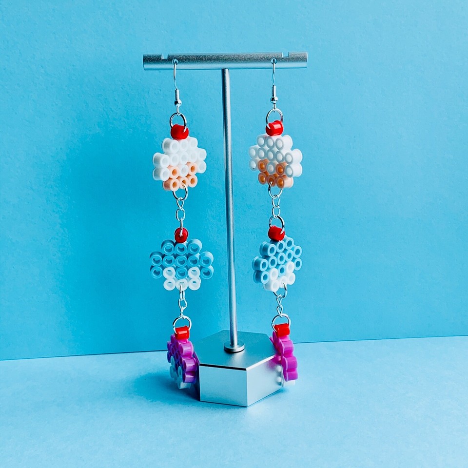 Mini Cupcake Perler Bead Earrings Jewelry - Vanilla Trio - New Handmade ...