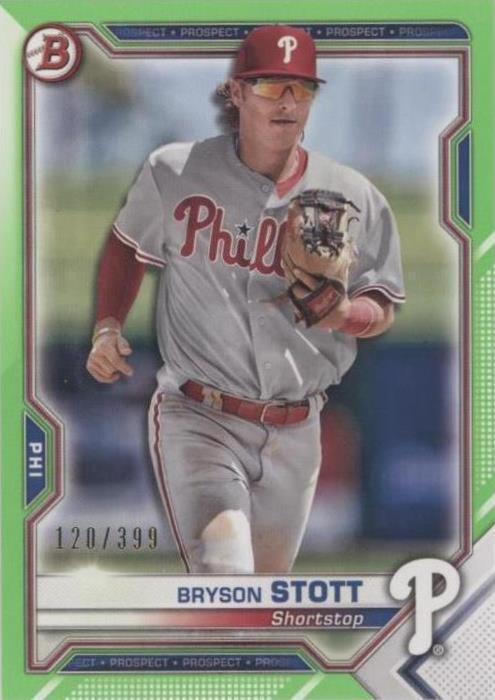2021 Bowman - Prospects Bryson Stott #BP-17 Neon Green Border /399 (RC ...