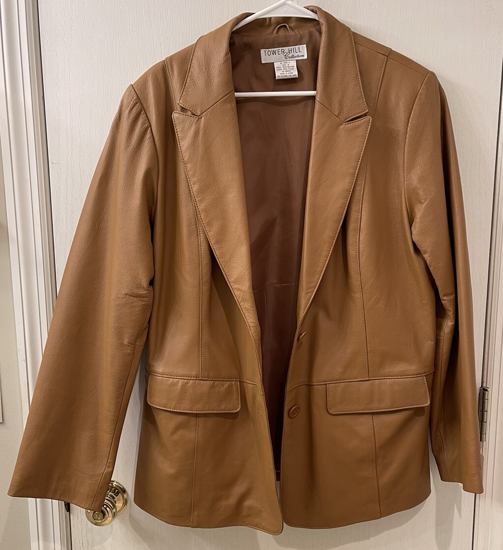 Genuine leather Jacket Camel tone Blazer Tower Hill C… - Gem