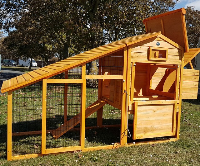 Large Chicken Rooster Coop Poultry Bird Ark House Hutch Nest Treated ...