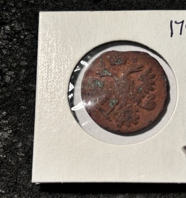 EMPIRE RUSSIAN VINTAGE ORIGINAL OLD COPPER COIN denga 1738 Ехтра RARE ...