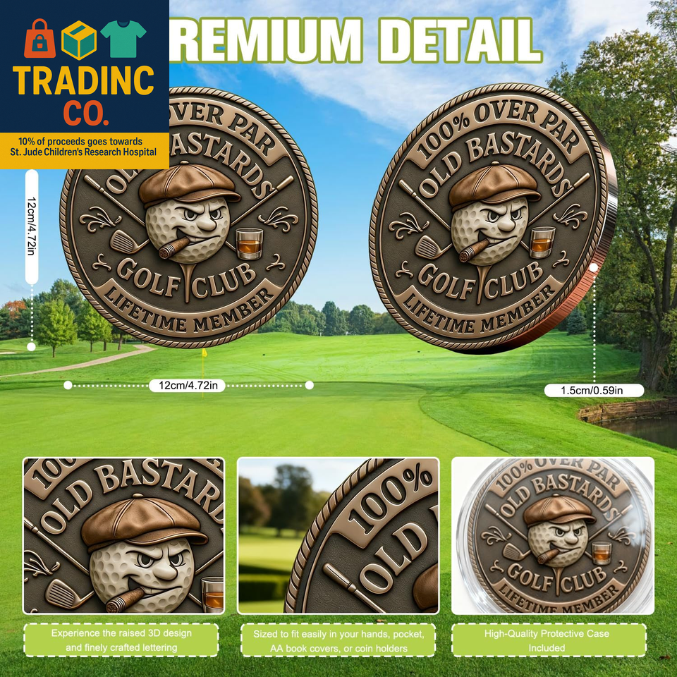 5Pcs over Par Old Bastards Golf Coin, Funny Golf Challenge Coin for Men ...