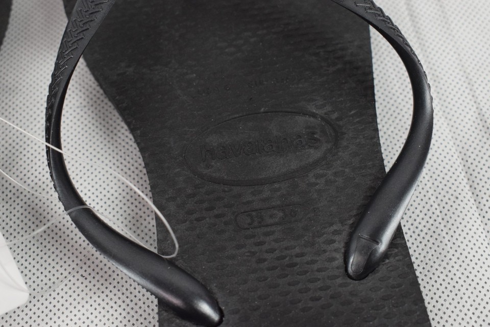 Havaianas Slim Swarovski Crystal Black Flip Flops UK 4/5 New Light ...