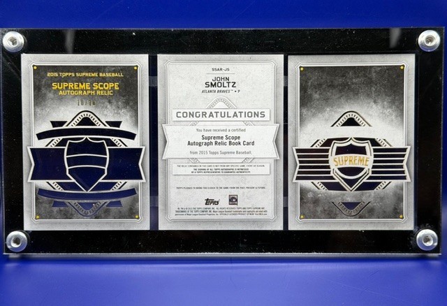 John Smoltz (10/10) 2015 Topps Supreme Scope ~ Autograph Relic Book # ...
