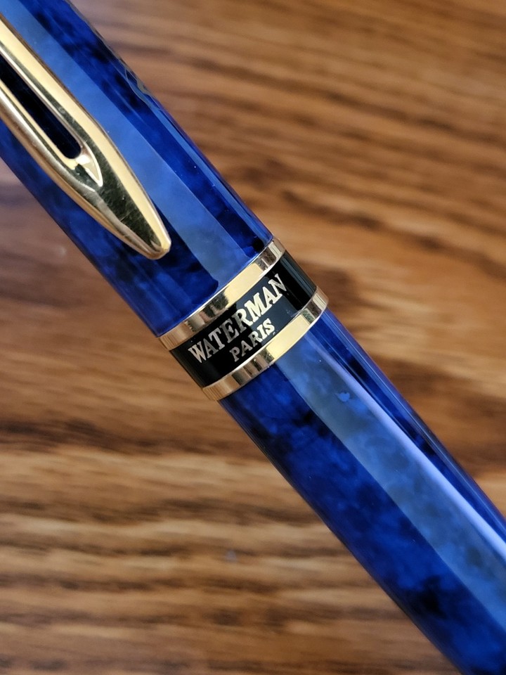 Waterman EXPERT II Oriental ROYAL BLUE Marble Gold Trim Ballpoint ...