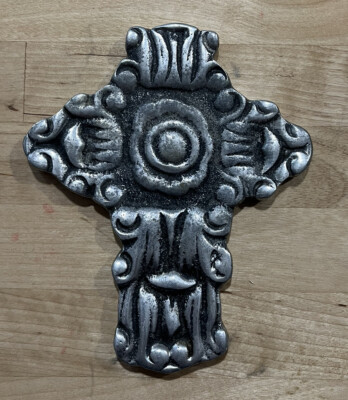 Vintage Metal Christian Cross Embossed Pattern Wall Mount Decor | eBay