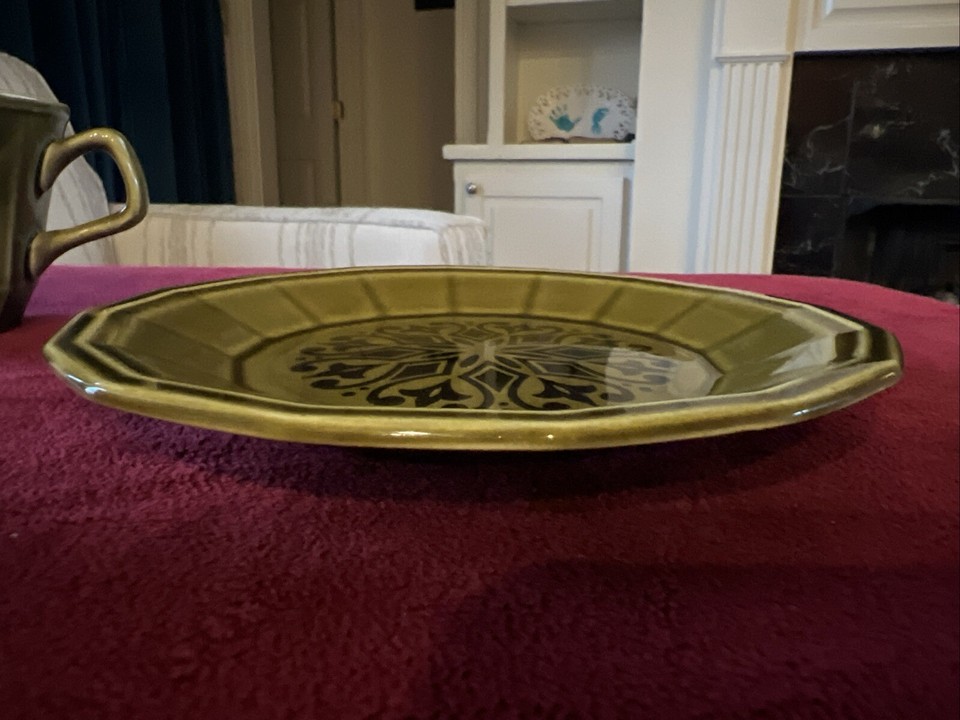 Vintage Homer Laughlin Olive Green Serving Plate and Cup-Set of Two | eBay