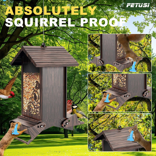 Squirrel Proof Bird Feeder for Outdoor Hanging,Metal Bird Seed Feeder ...