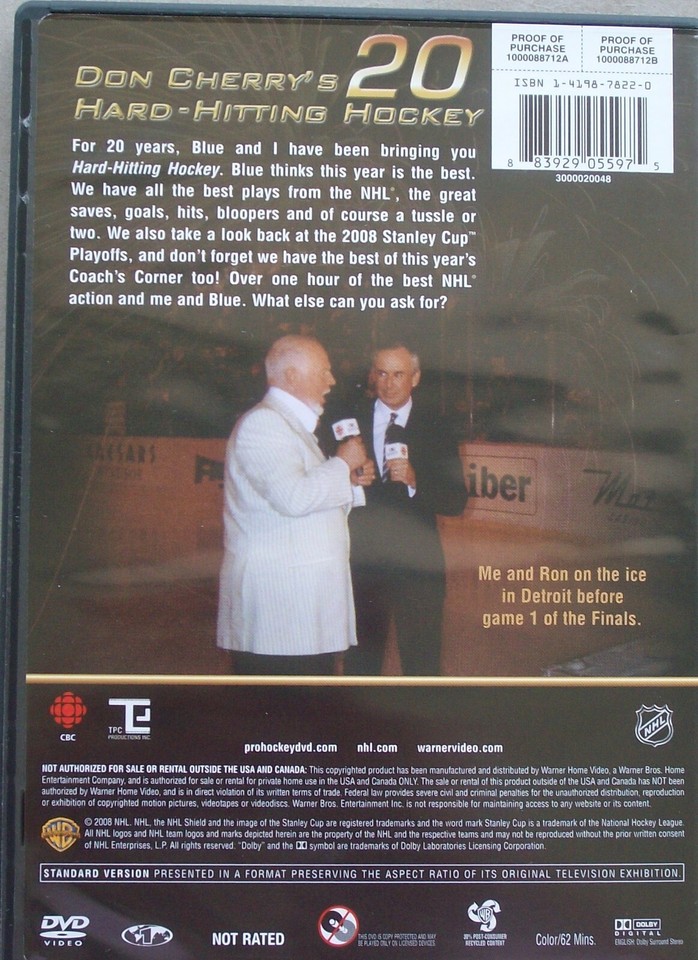 Don Cherrys Hard Hitting Hockey - Night In Canada (DVD, 2008, LN ...