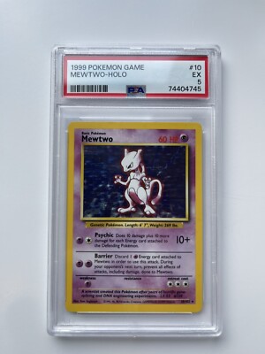 Pokémon TCG Mewtwo Base Set 10/102 Holo Unlimited Holo Rare PSA 5 ...