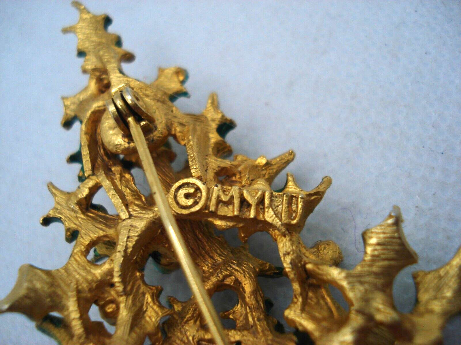 RARE MCM Brushed Gold Tone, Crystal, Enamel Holly Lea… - Gem